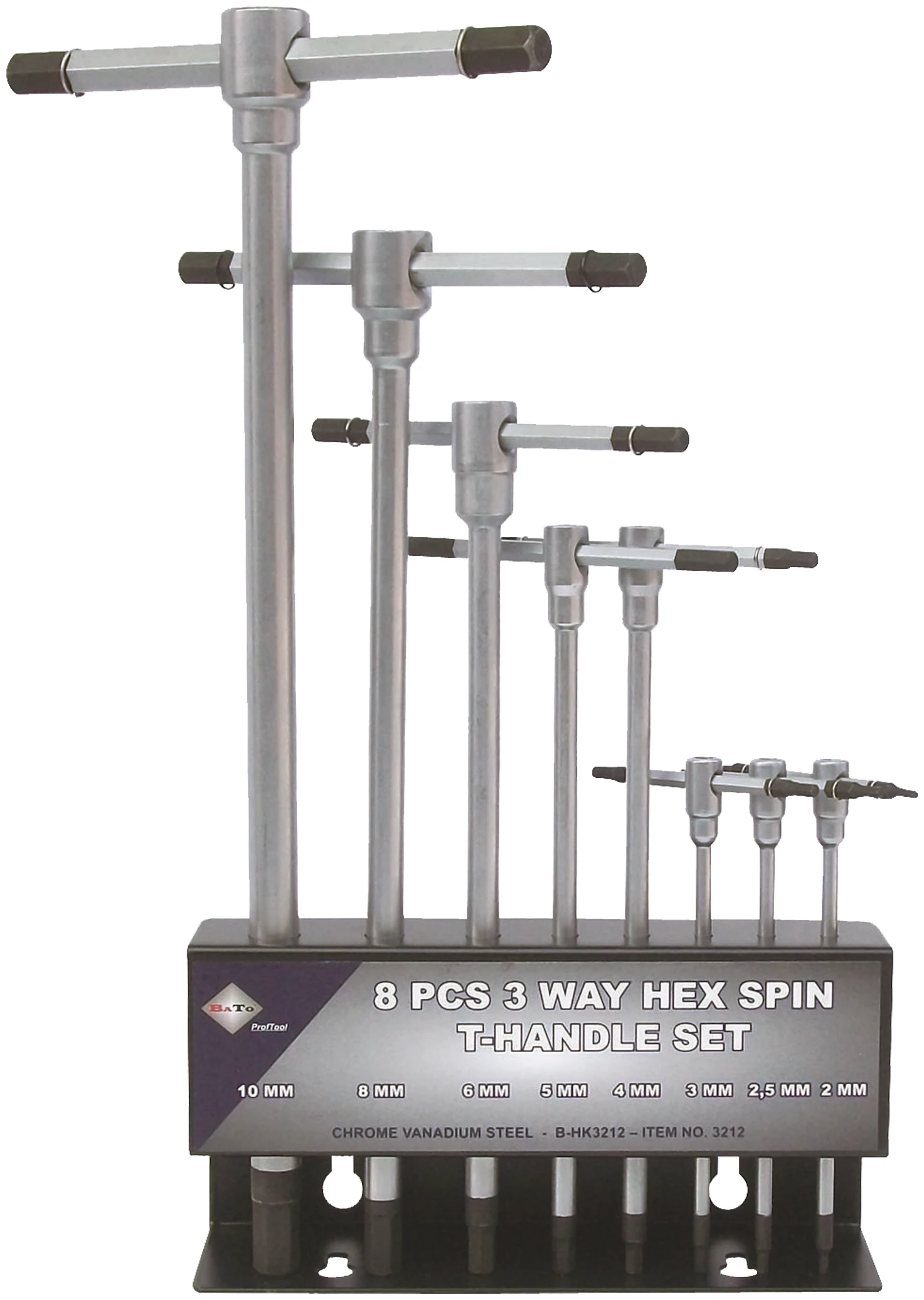 Stiftnøglesæt m/T-greb 2-10mm, 8 stk i metalholder - SVS Værktøj